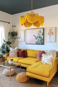 22 Bold & Beautiful Yellow Couch Living Room Ideas - The Great Hack Shack